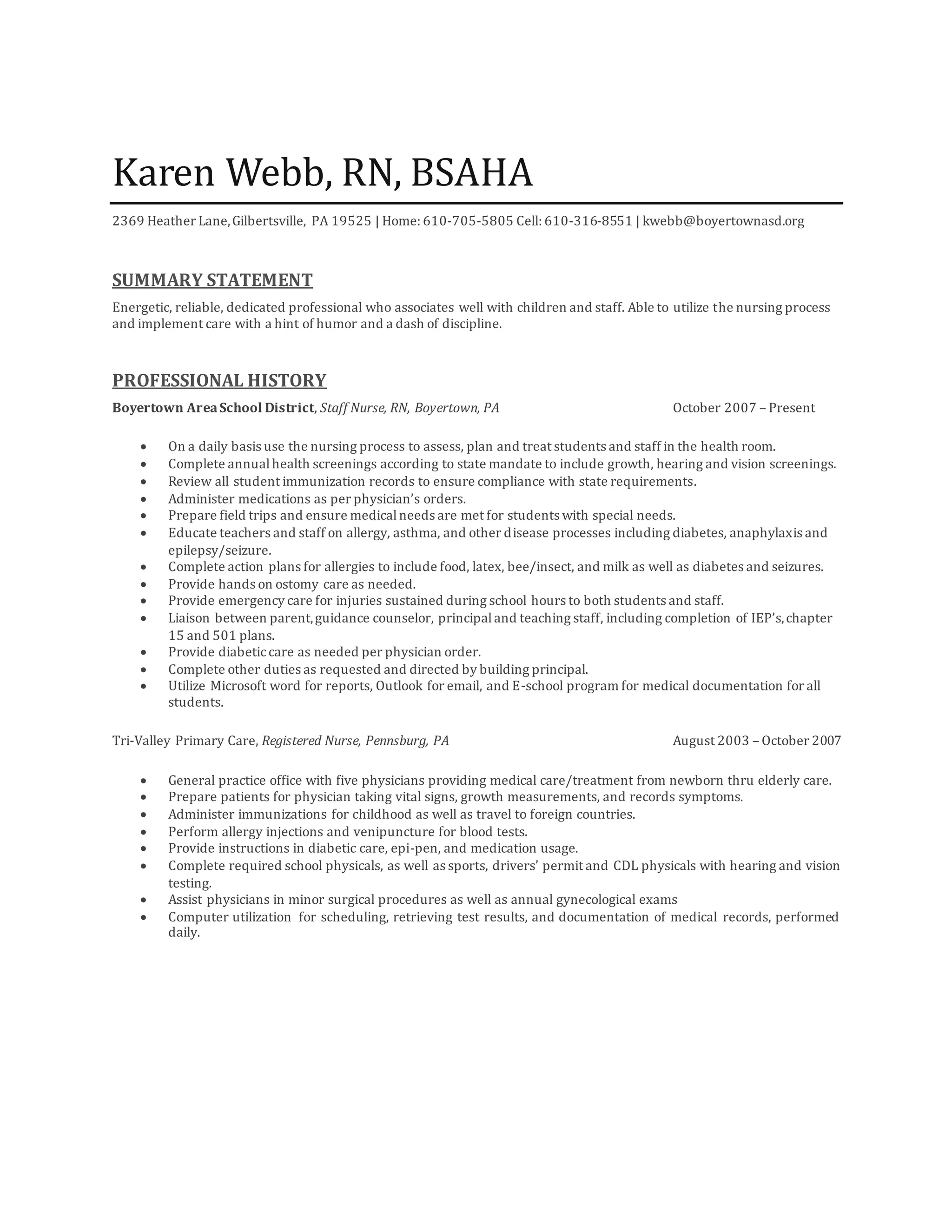 Karen Webb Resume 2016 | PDF
