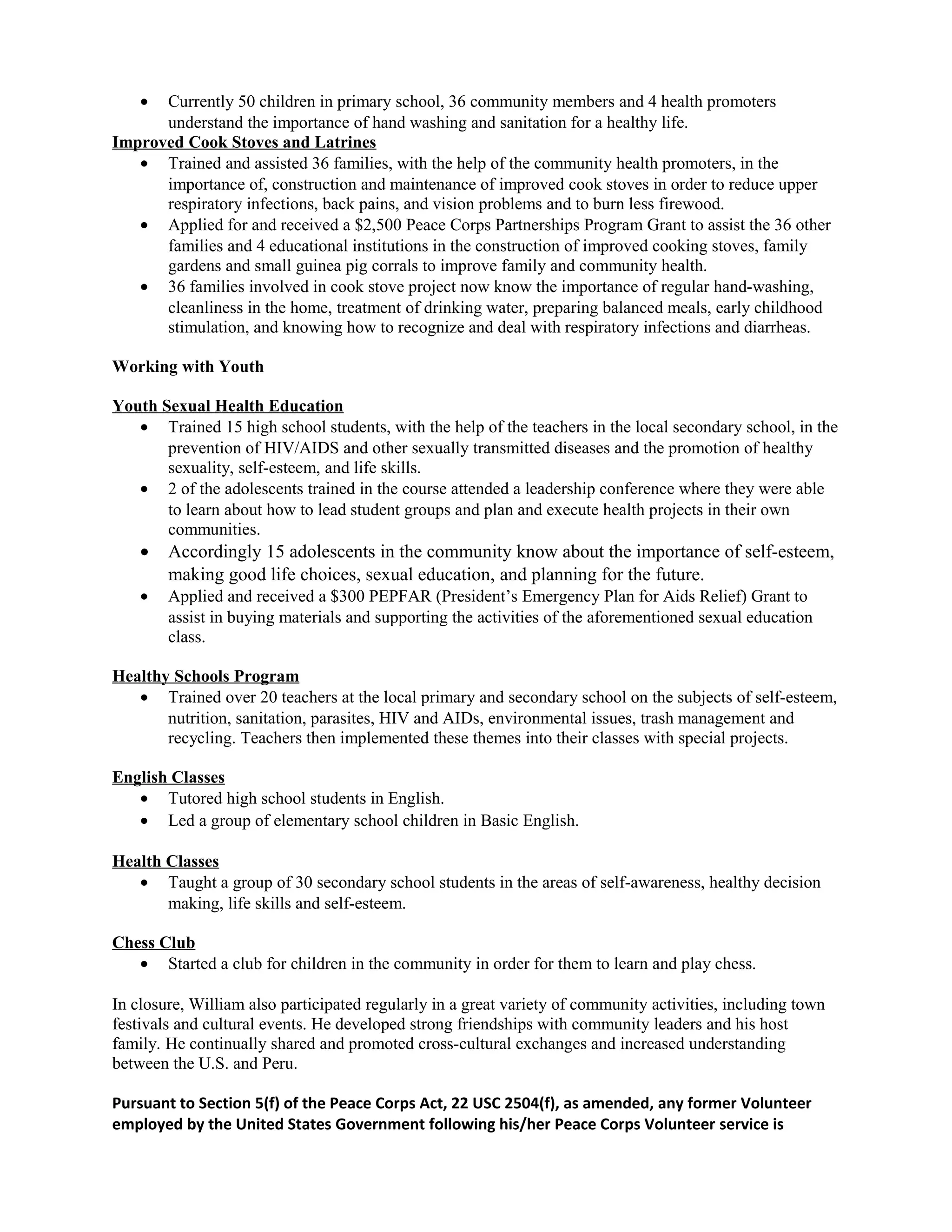 Peace Corps Description of Service | DOC