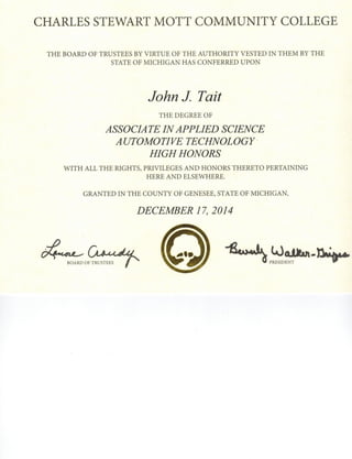 Associate in Applied Science Automotive Technology | PDF