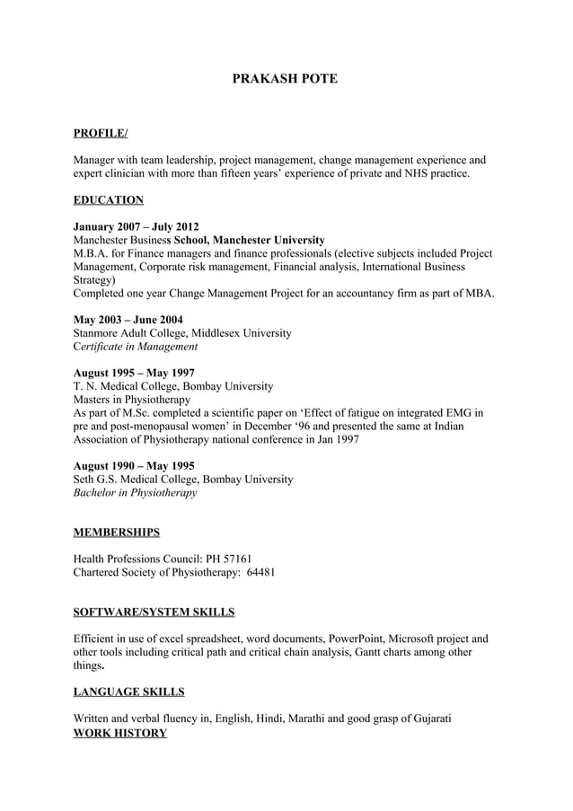 Prakash Pote CV | PDF