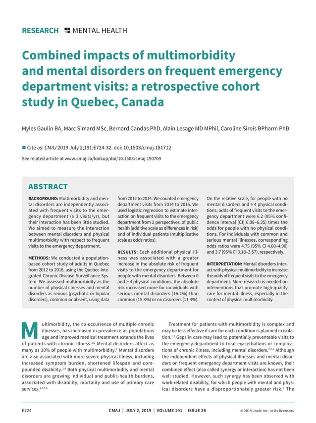 Mental illness may increase likelihood of visiting the emergency room | PDF