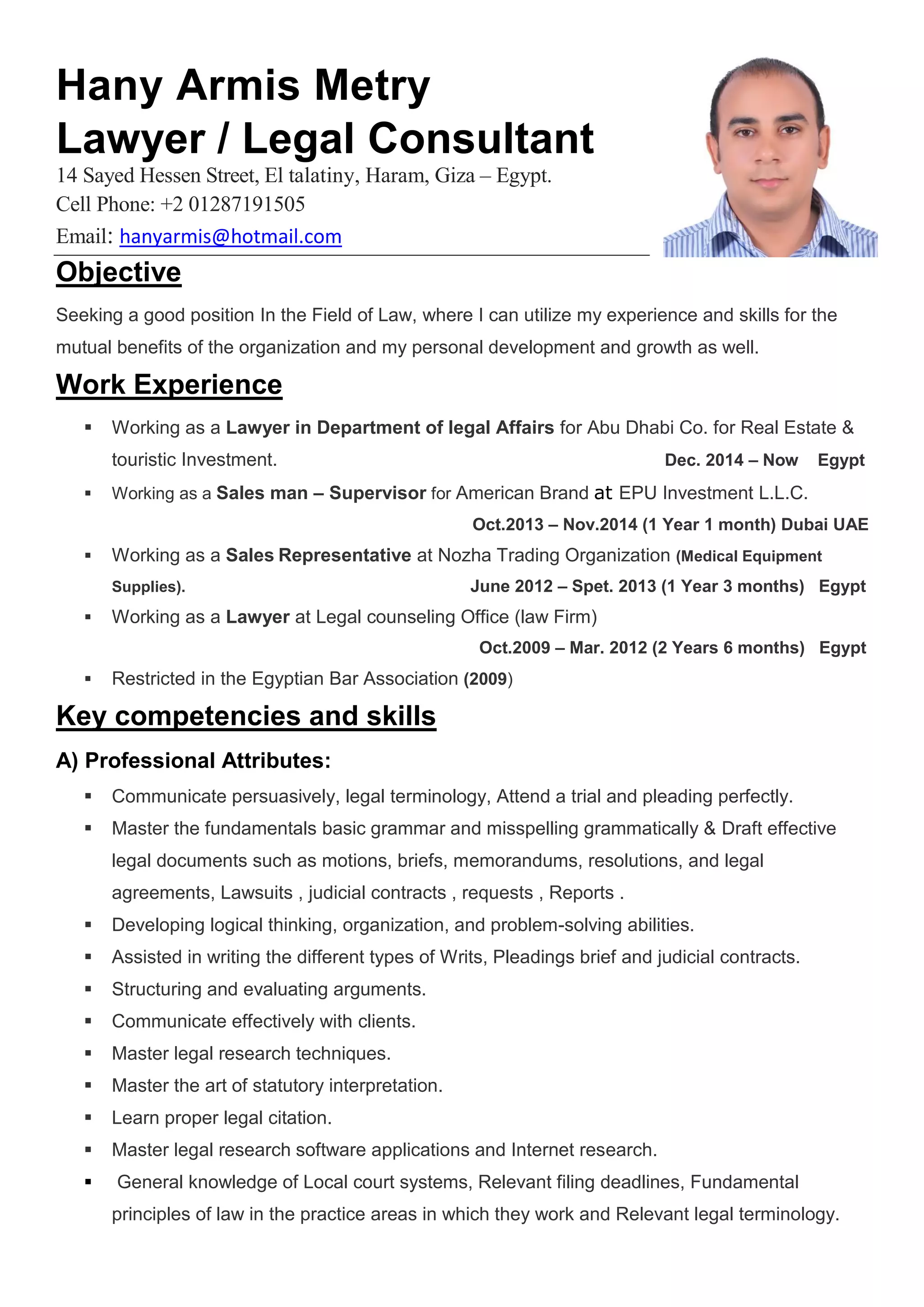 CV.Hany Armis - Lawyer | PDF