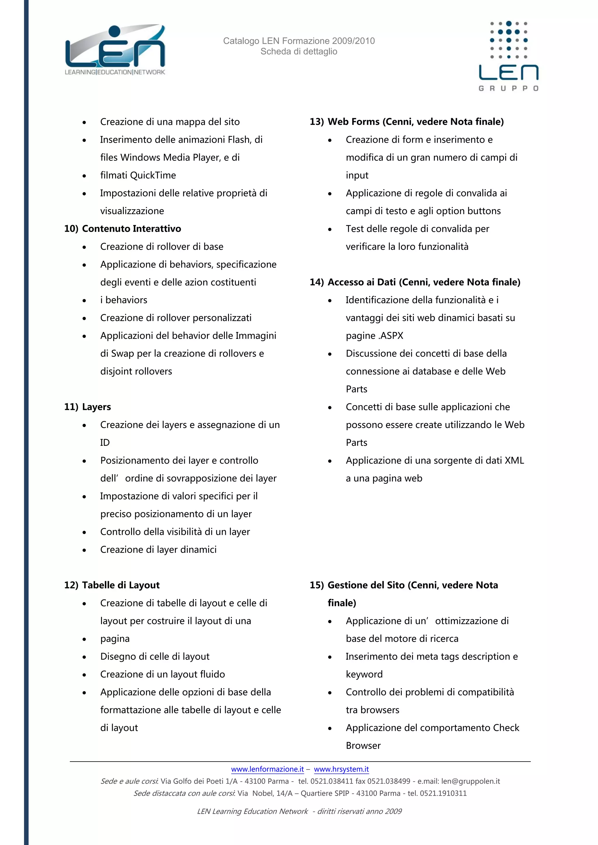 Ms Office Sharepoint designer 2007 - Scheda corso LEN | PDF | Computing | Technology & Computing