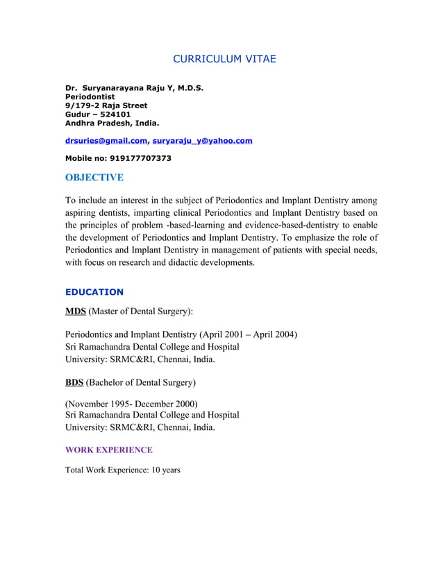 Surya C V. Clinical | DOC | Dental Health | Diseases and Conditions