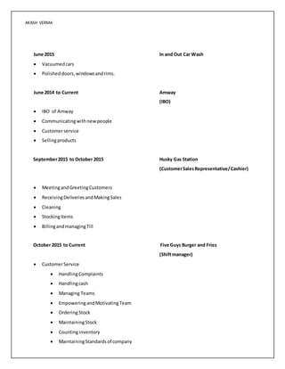 Akash Resume | DOCX | Business Administration | Business