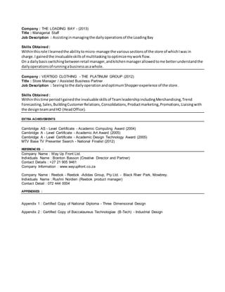 CV - Graeme Cuthbert 2016 | DOCX