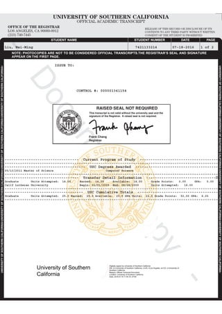 USC_Transcript_WeiMing | PDF