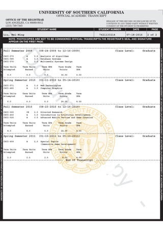 USC_Transcript_WeiMing | PDF
