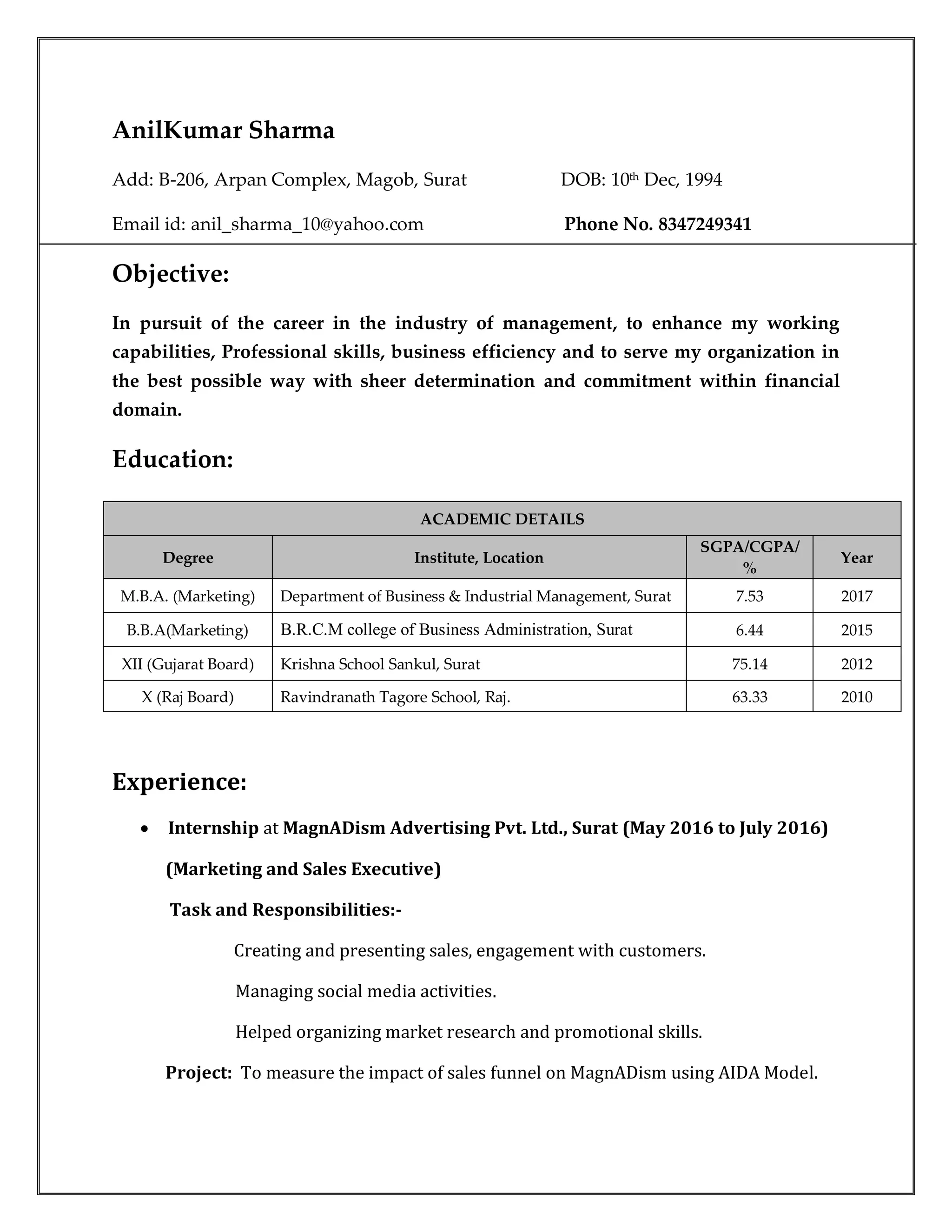 Anil CV | PDF