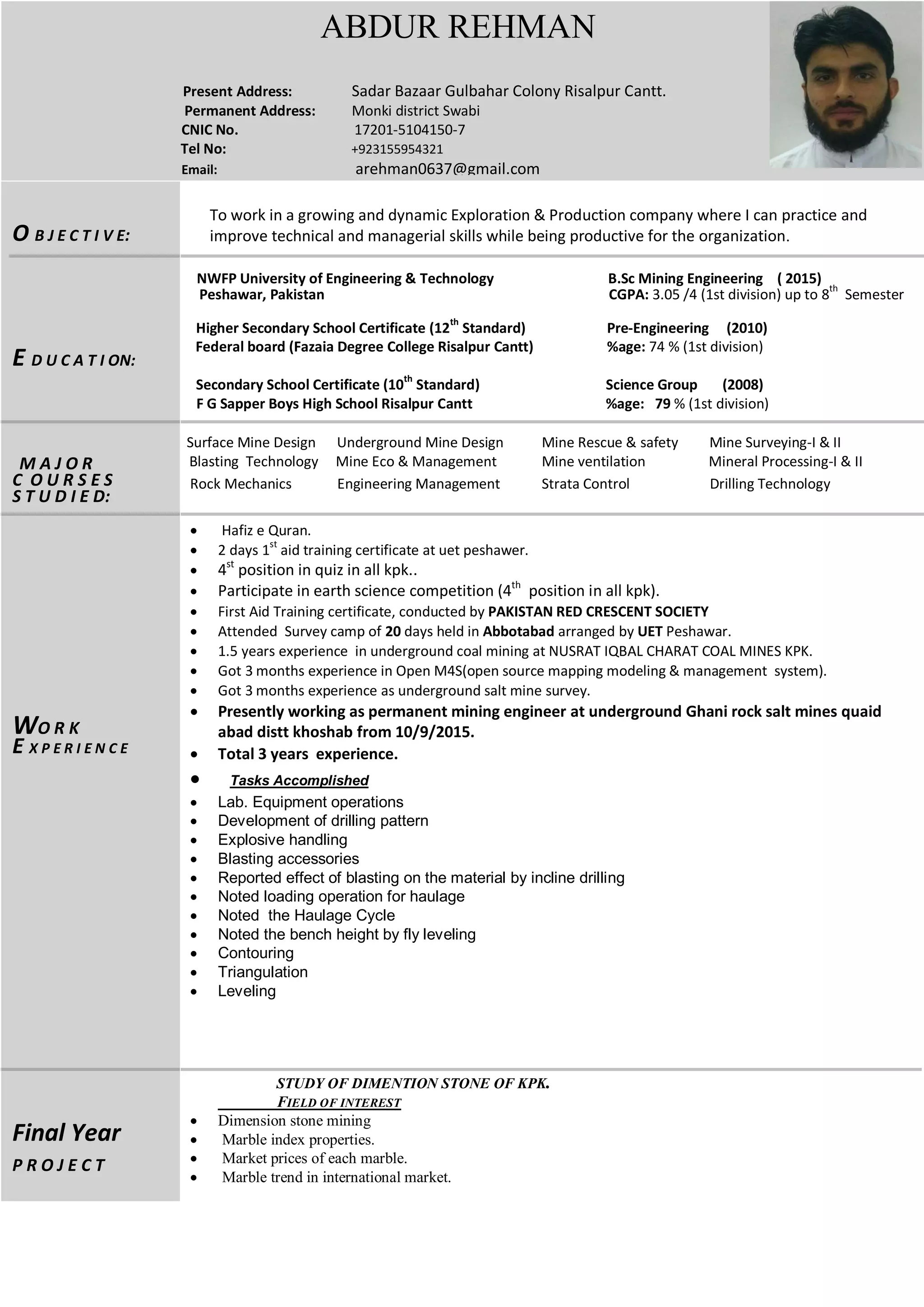 abdur rehman cv 2 | PDF