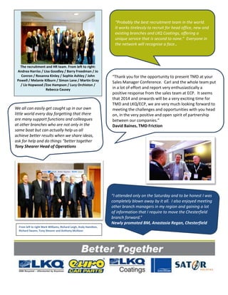 Better Together 2014 Branch Manager Sales Conference Newsletter | PDF ...