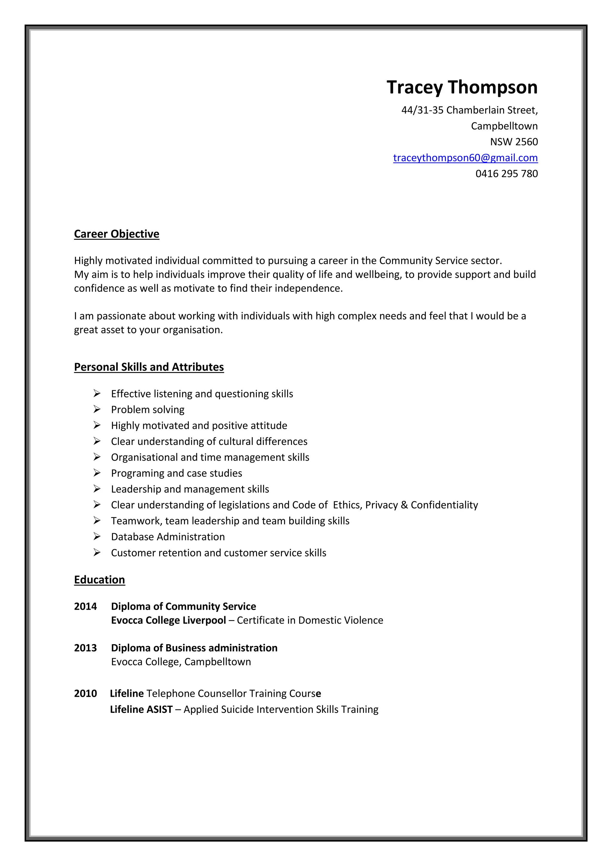 tracey resume.docx 2015 | DOCX
