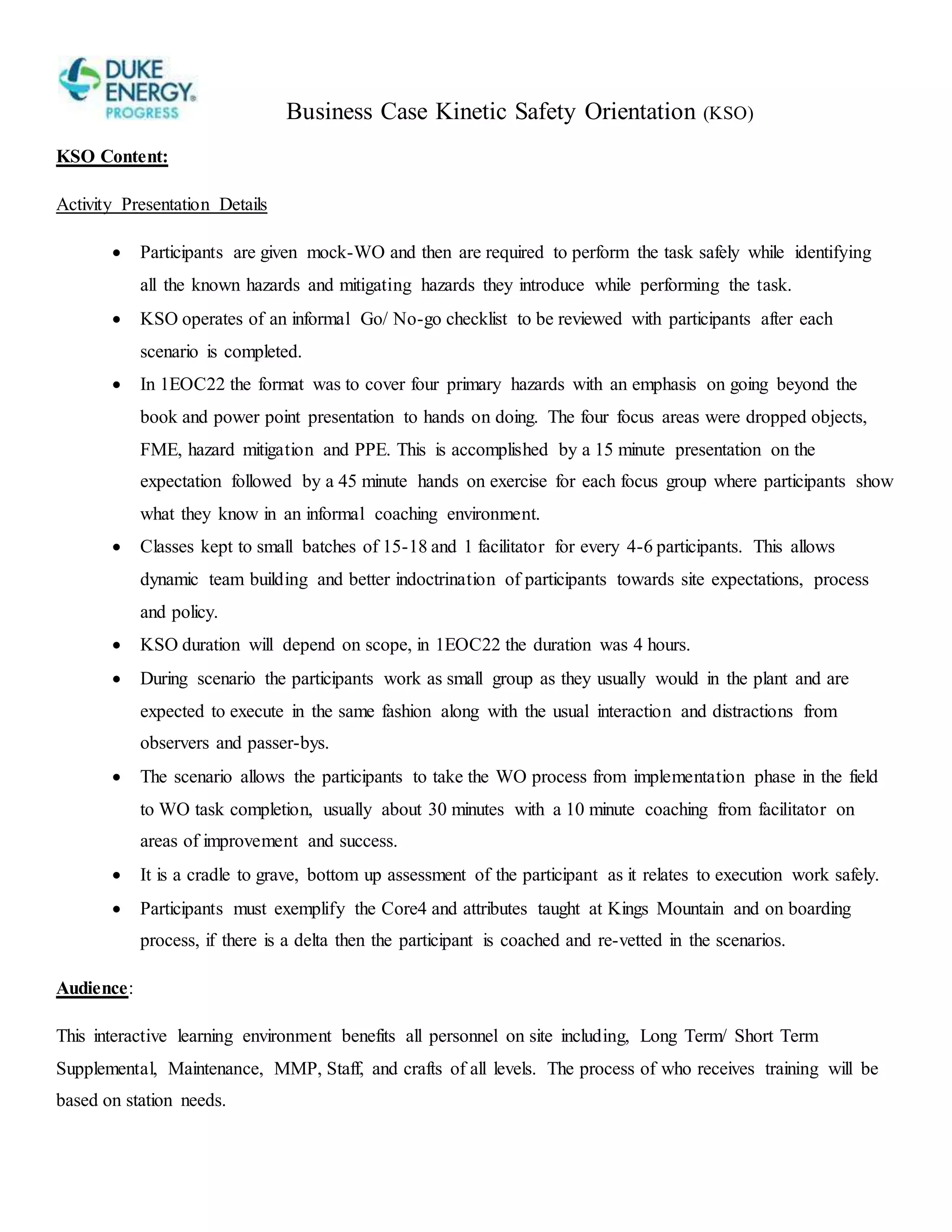 Kinetic Safety Orientation Bus. Case | DOCX