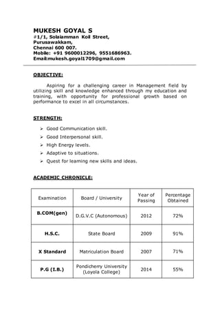 mukesh goyal . s resume New | DOC