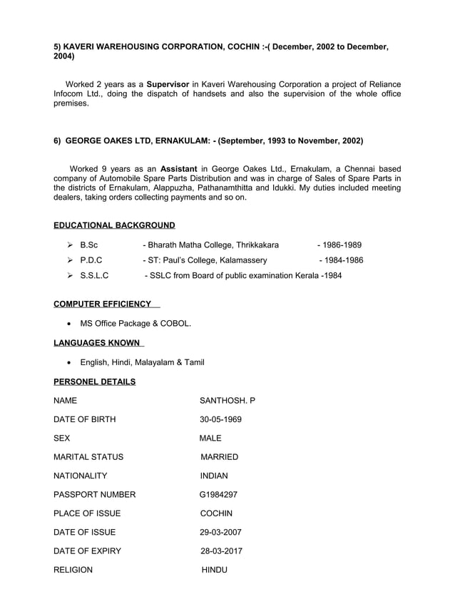 CV of QA-QC Senior Document Controller cum Admin Executive | PDF