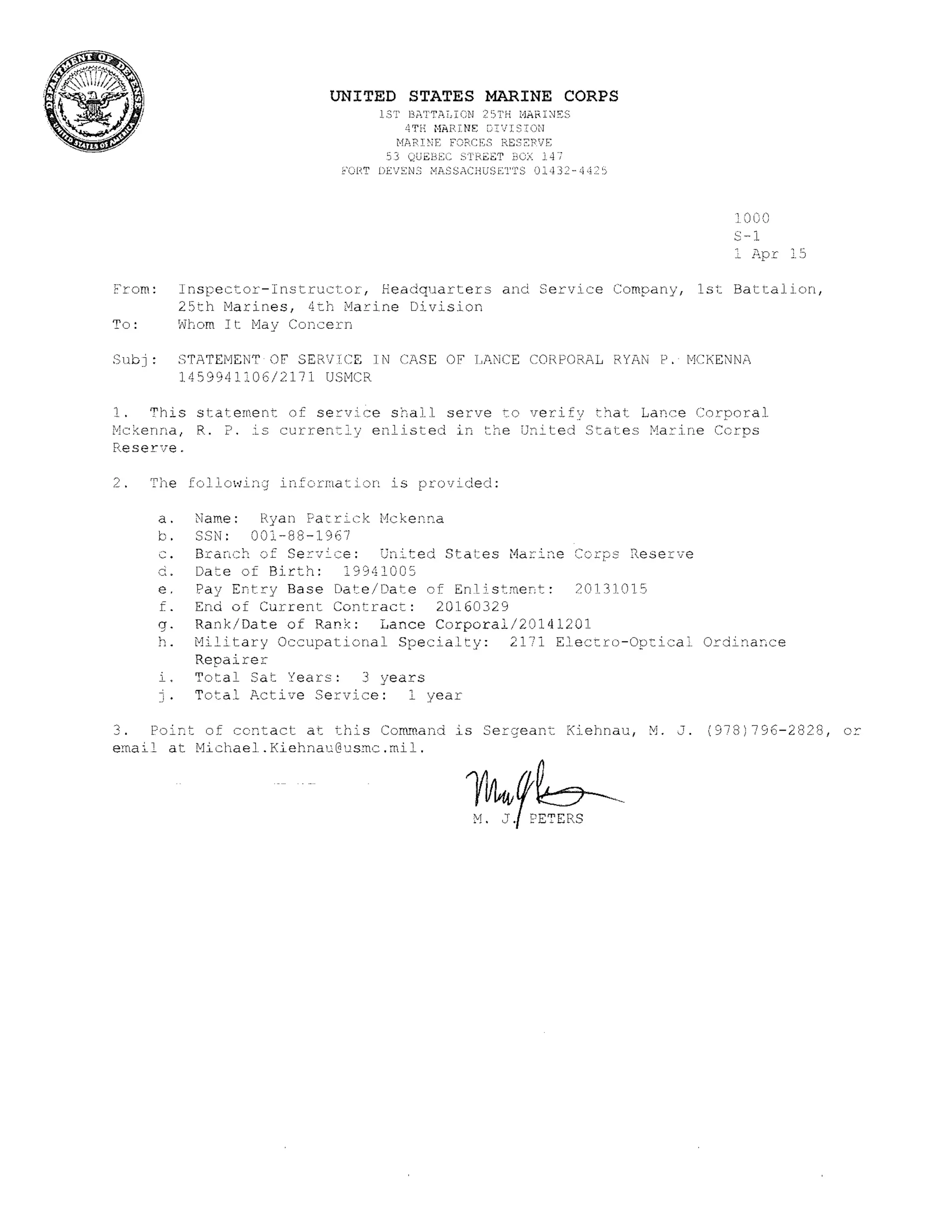 Letter of Service | PDF