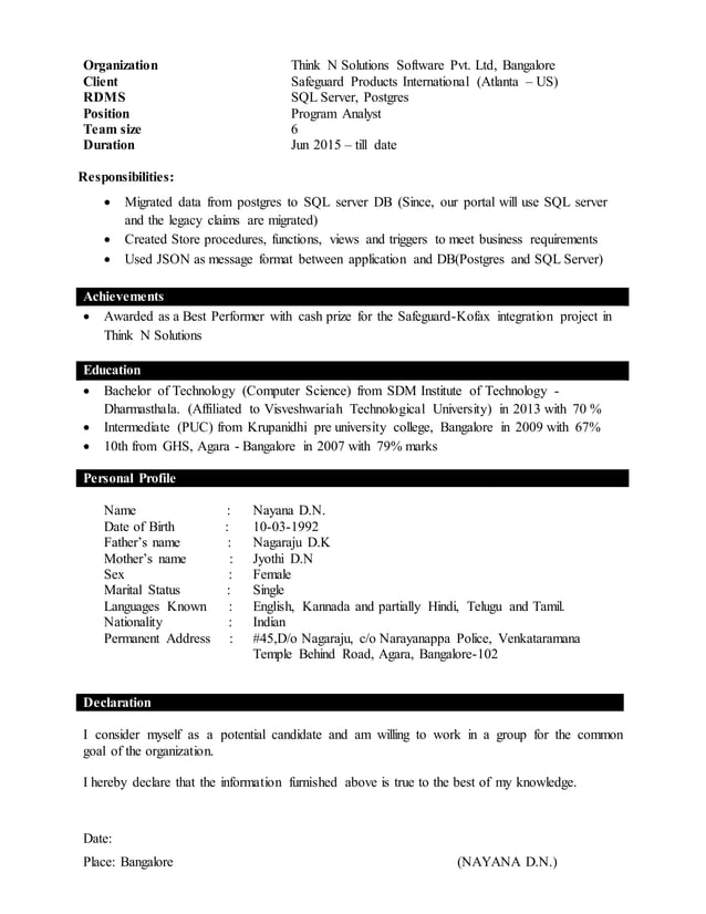 NAYANA RESUME | PDF