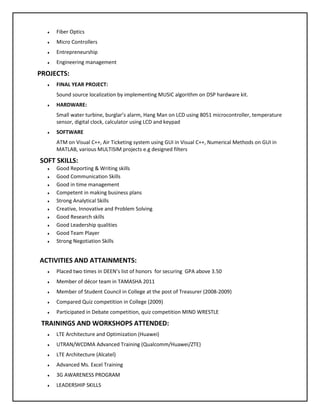 Zoha Ahmed (Senior Officer. RF Optimization) | PDF