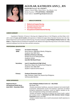 KATHLEEN ANN AGUILAR CV | PDF