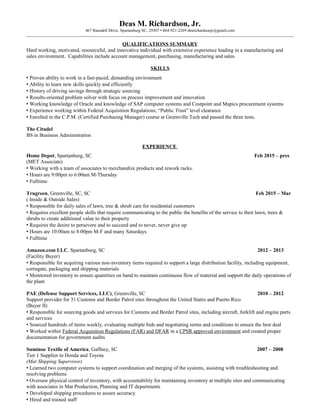 Deas M. Richardson Jr. Gmail 2015 Resume | DOC