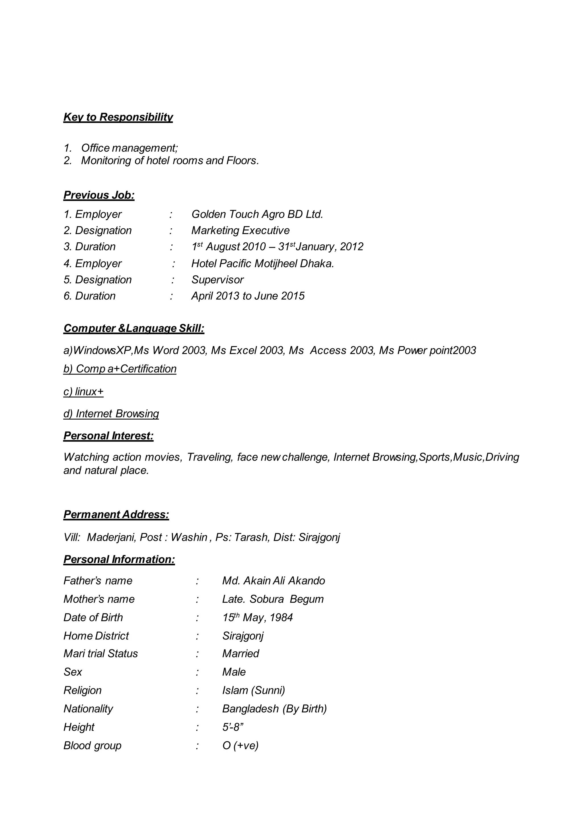 gofur cv New 2nd | DOCX | Islam | Religion & Spirituality