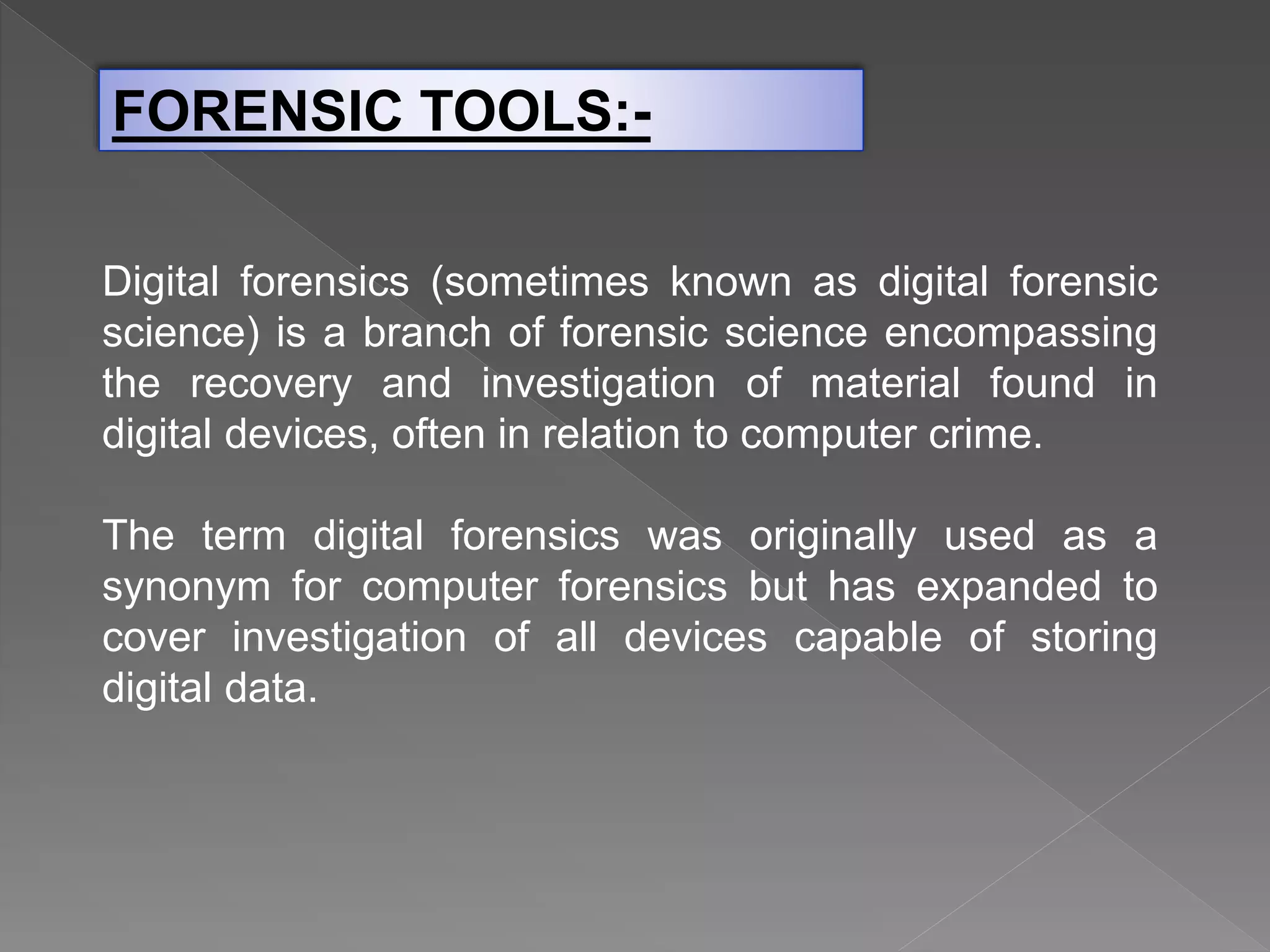 cyber security and forensic tools | PPTX