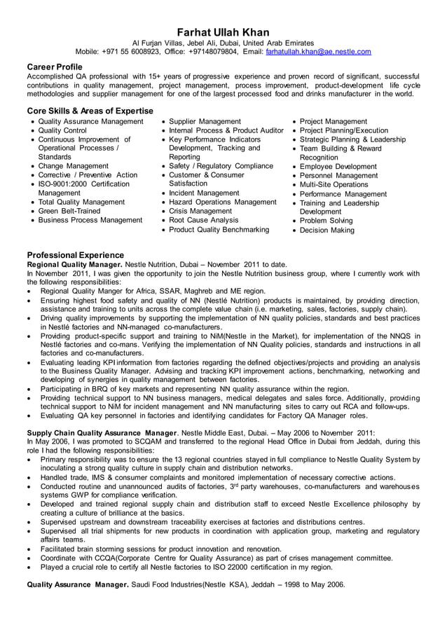 Farhat Khan - CV 1 0 (003) | DOCX | Manufacturing Industry | Industries