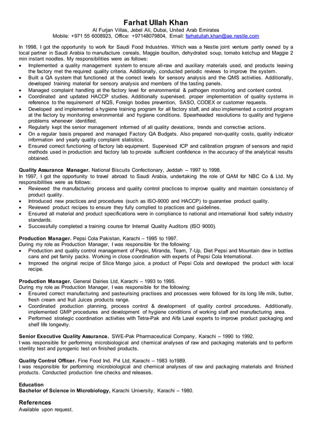 Farhat Khan - CV 1 0 (003) | DOCX | Manufacturing Industry | Industries