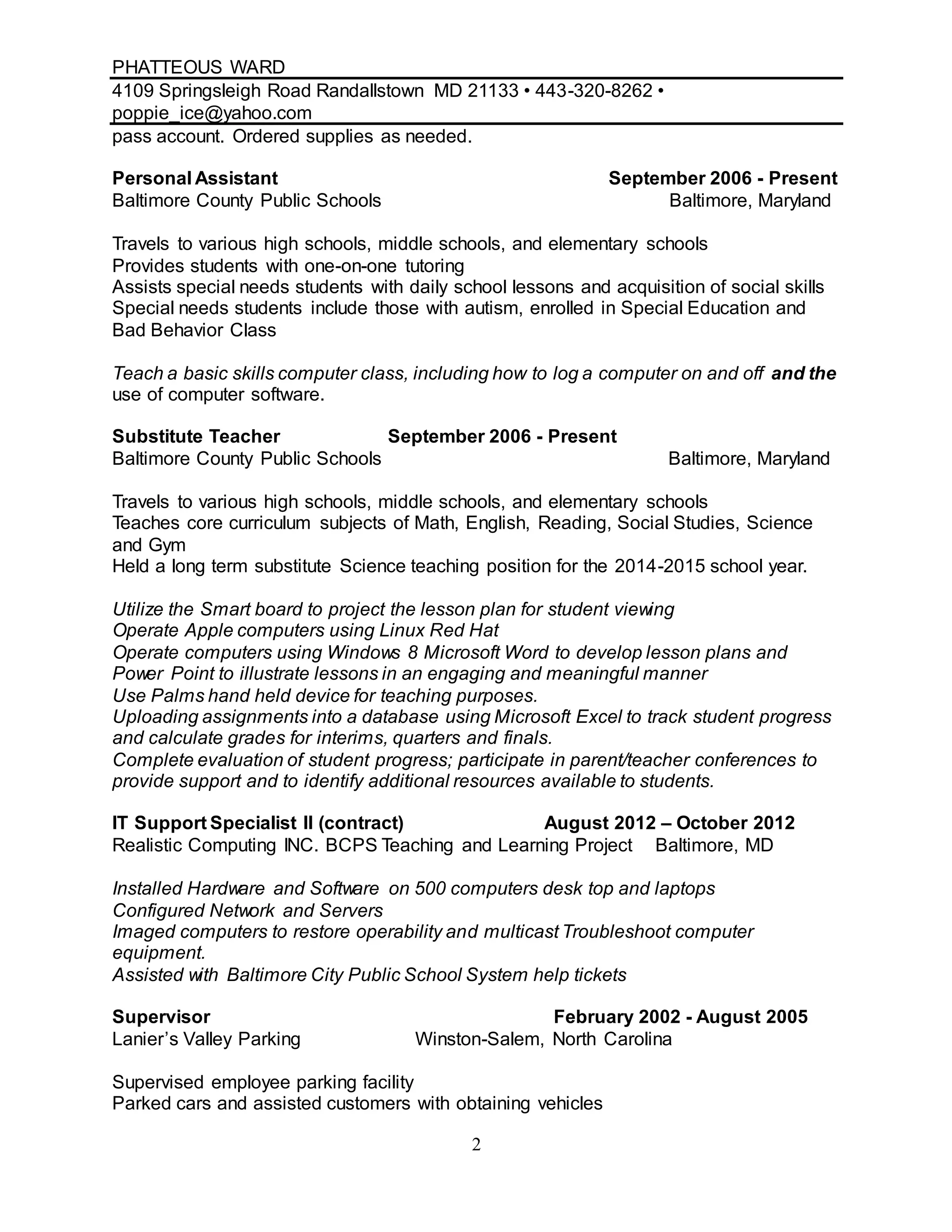 Ward resume.031316.CustomerService | DOCX