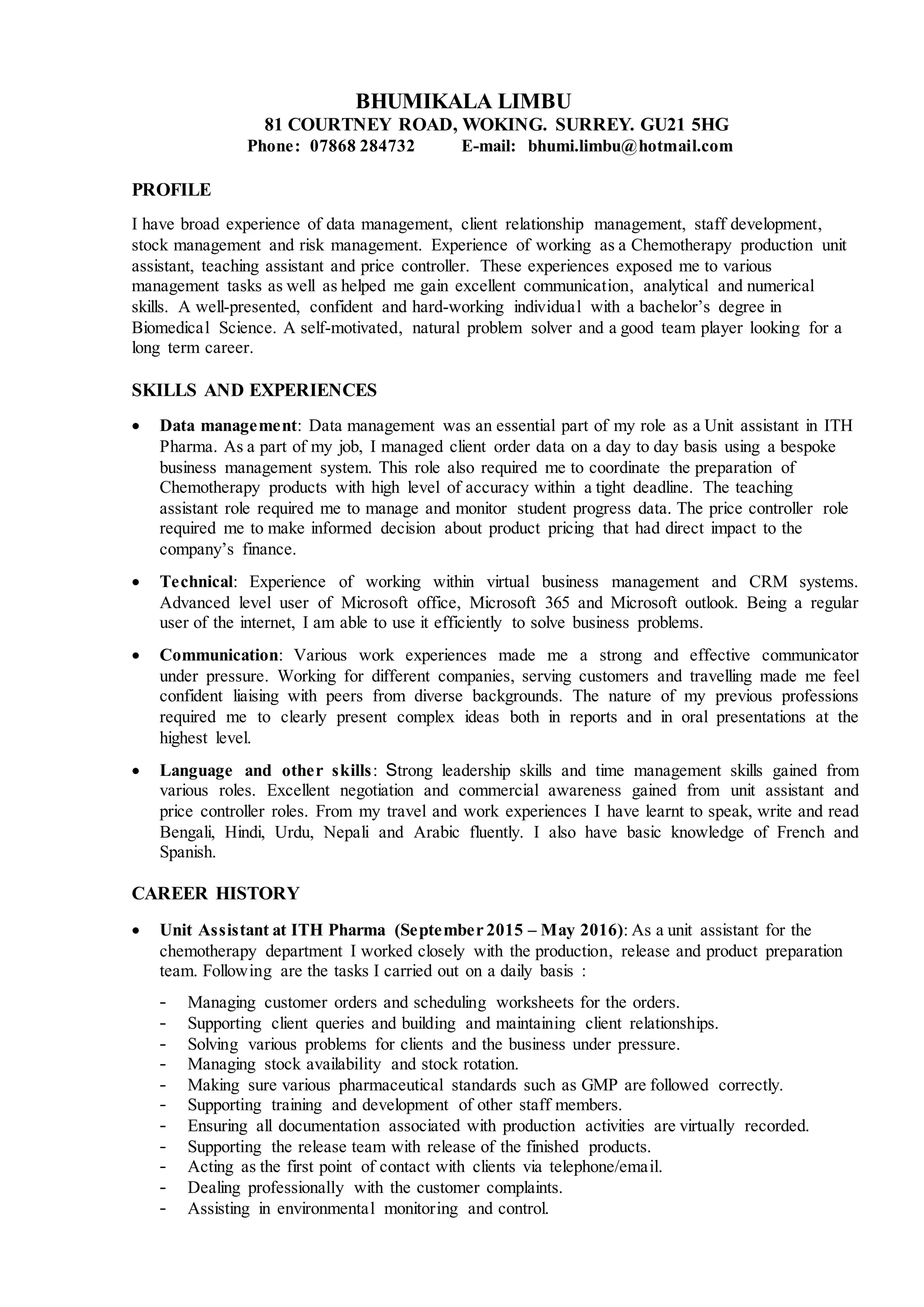 CV - Bhumi Limbu - Linkedin | DOCX