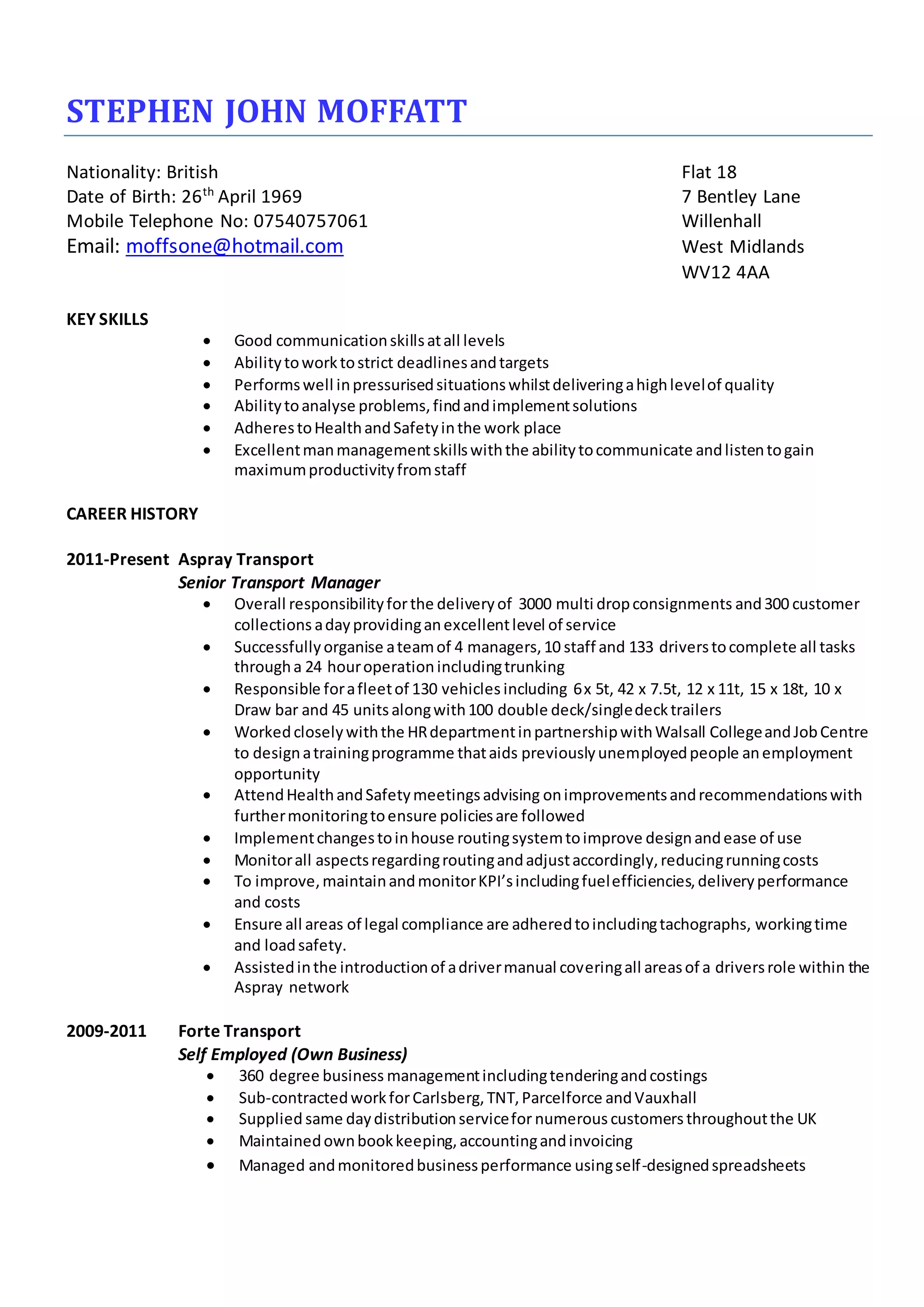 STEPHEN JOHN MOFFATT cv revised 26.11.14