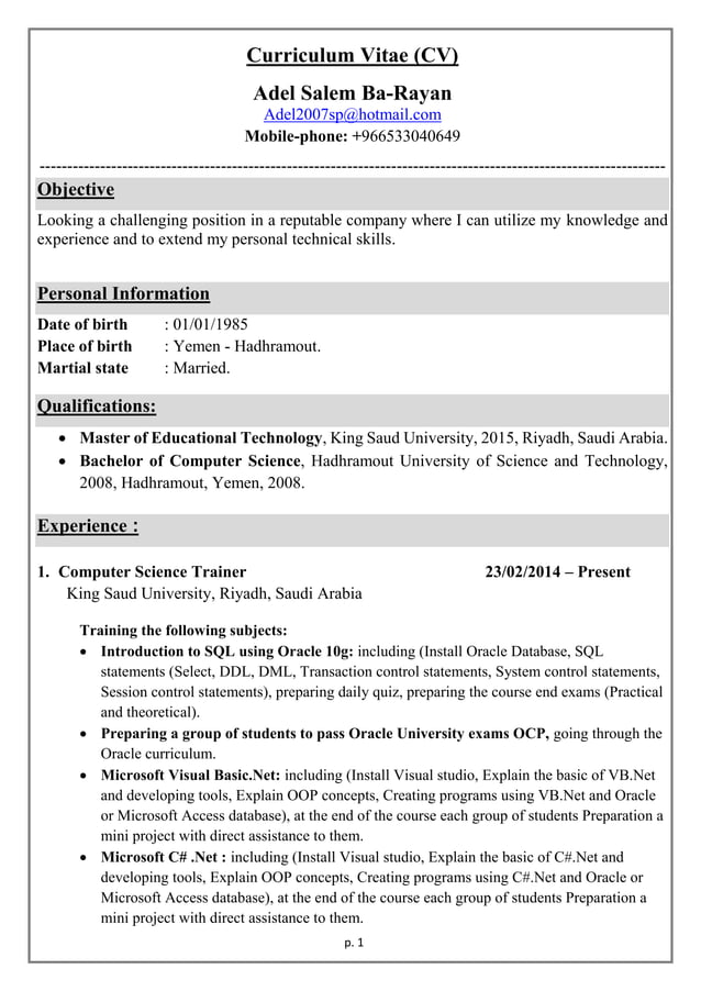 ADEL BARAYAN CV | PDF