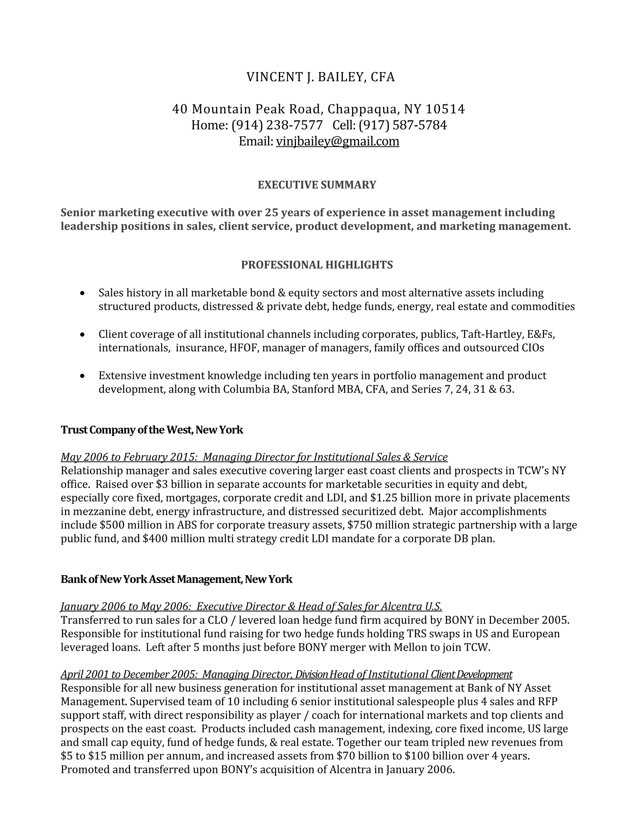 Vincent Bailey Resume | PDF