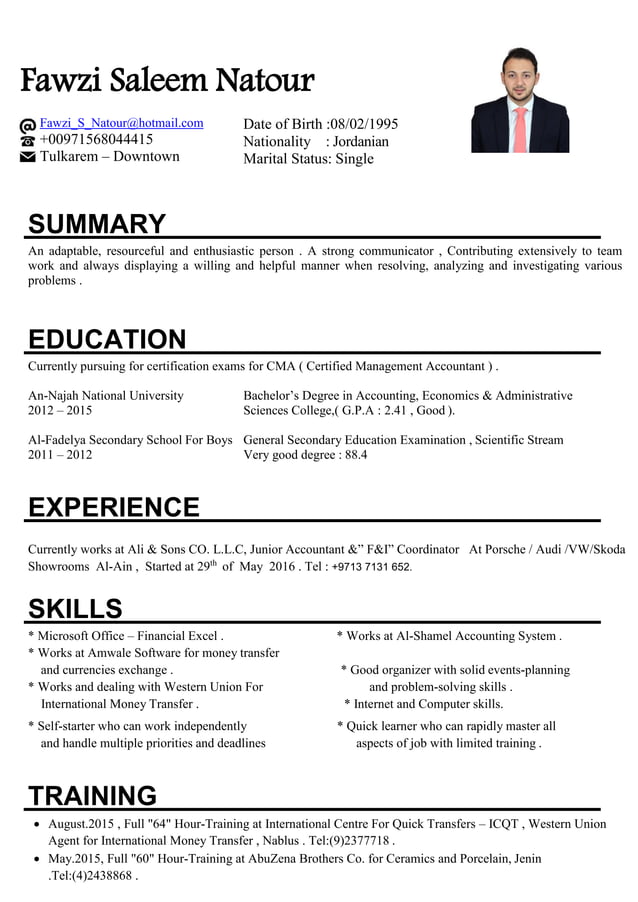 fawzi-natour-cv | PDF | Business Accounting & Finance | Business