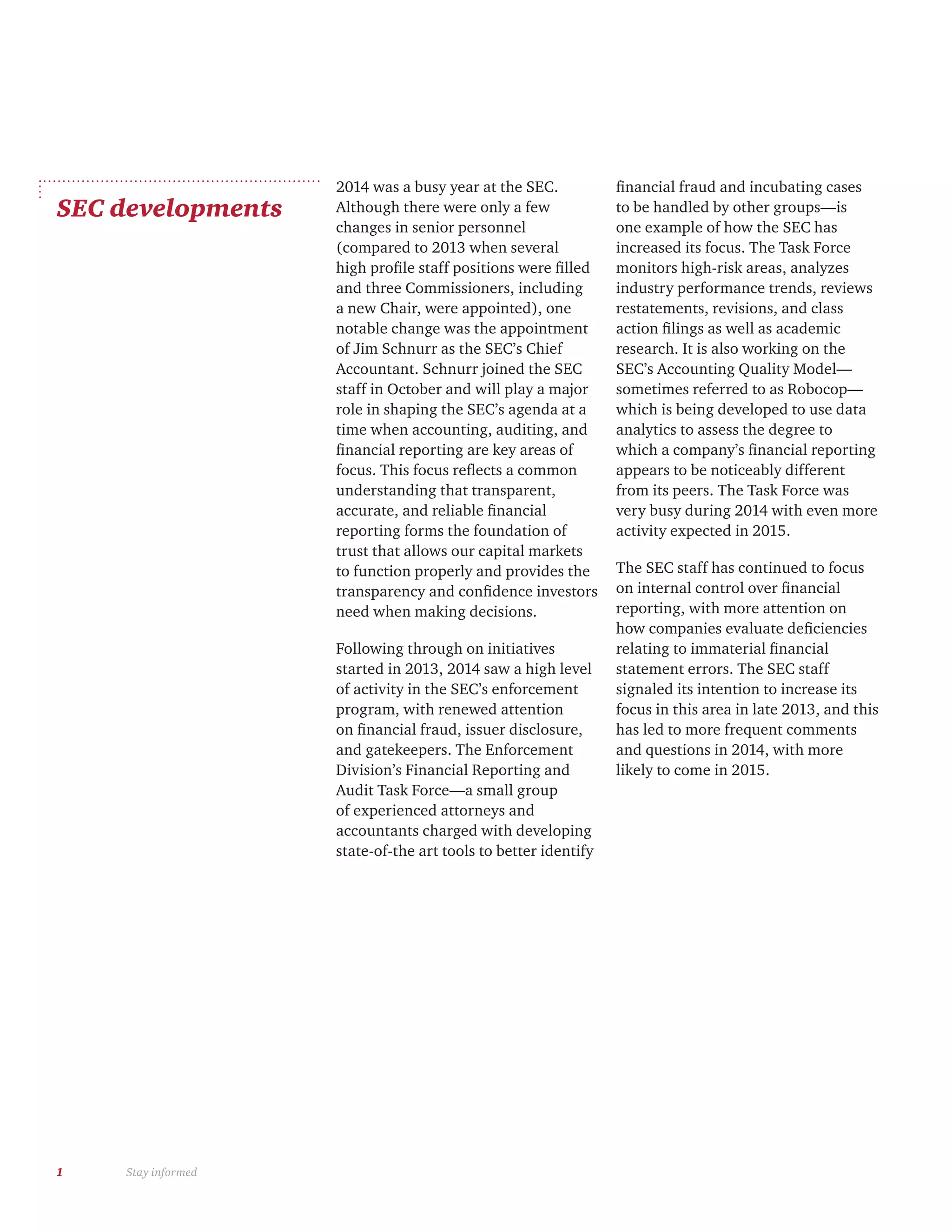 pwc-sec-comment-letter-trends-2014 | PDF | Business Accounting ...
