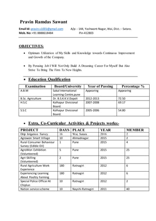 Pravin Ramdas Sawant C.V $$123 | PDF