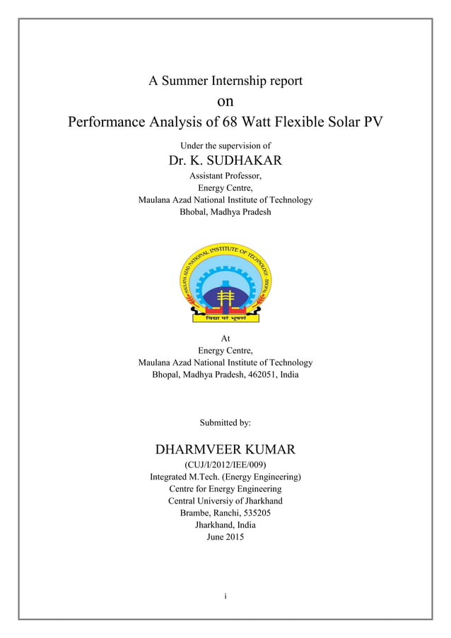 A Summer Internship report | PDF