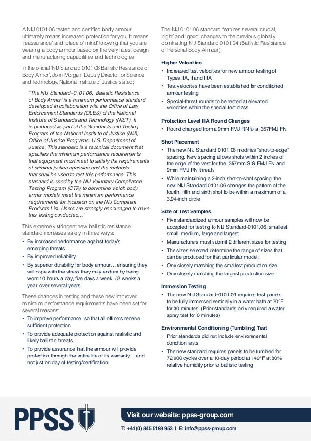 1 - Understanding NIJ 0101.06 Ballistic Resistance of Body Armour