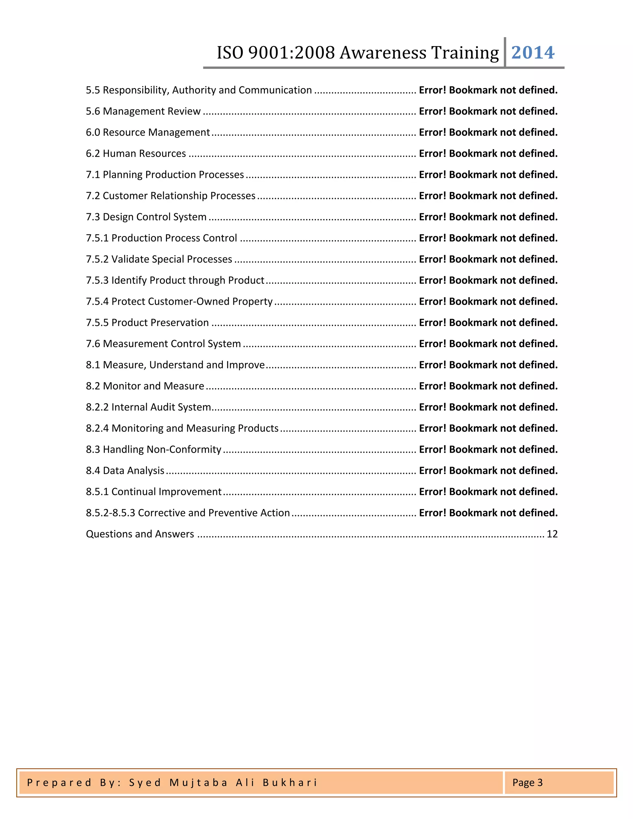 ISO 9001_2008 Awareness Training | PDF