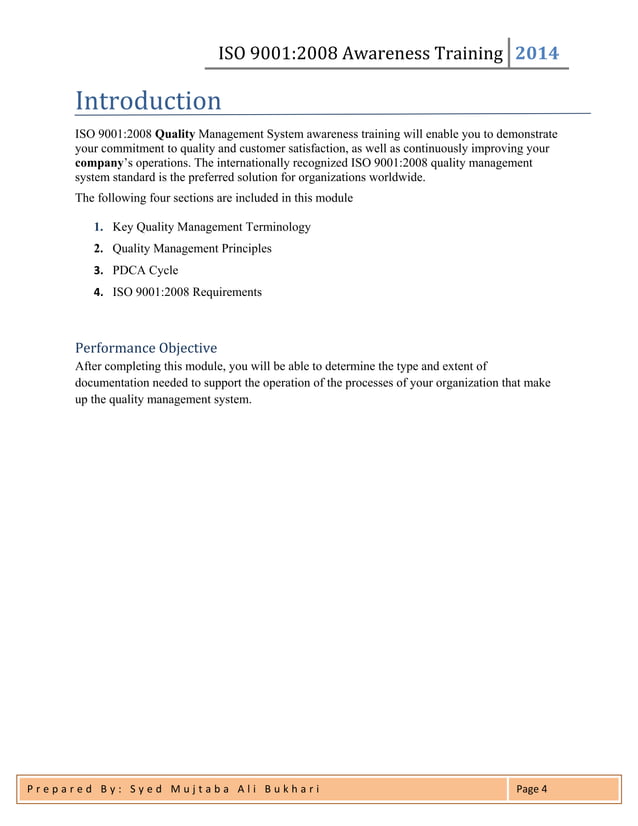 ISO 9001_2008 Awareness Training | PDF
