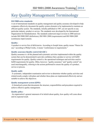 ISO 9001_2008 Awareness Training | PDF