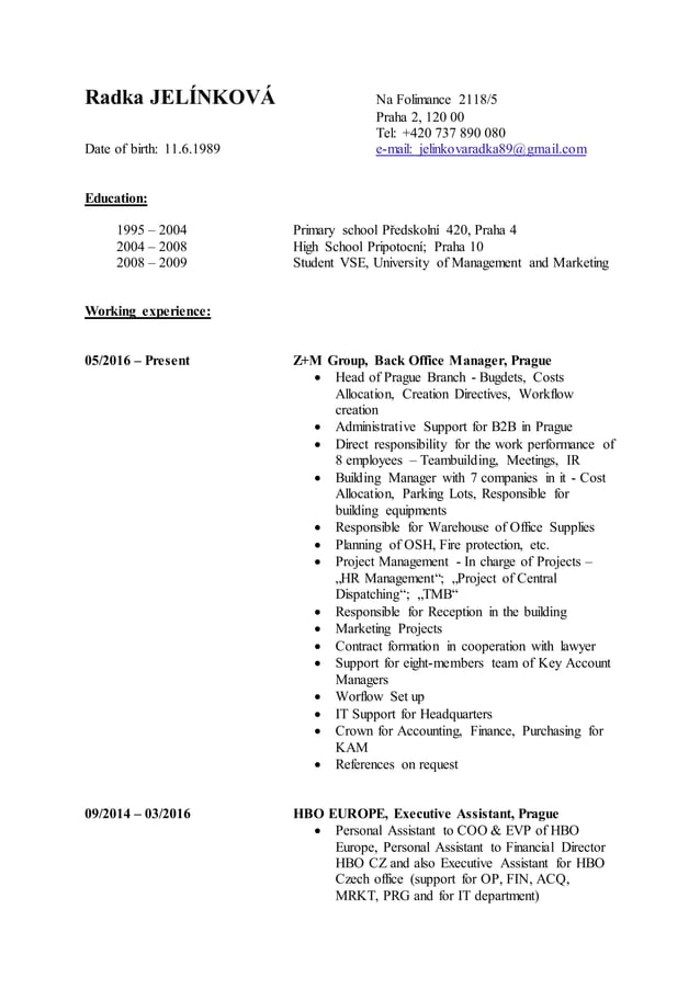 Radka JELÍNKOVÁ CV - en! | DOCX