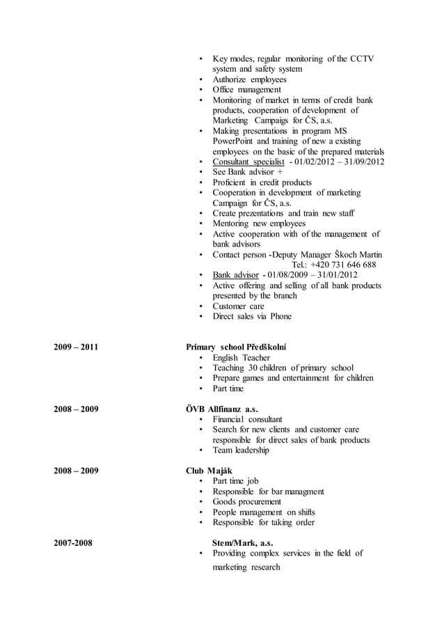 Radka JELÍNKOVÁ CV - en! | PDF