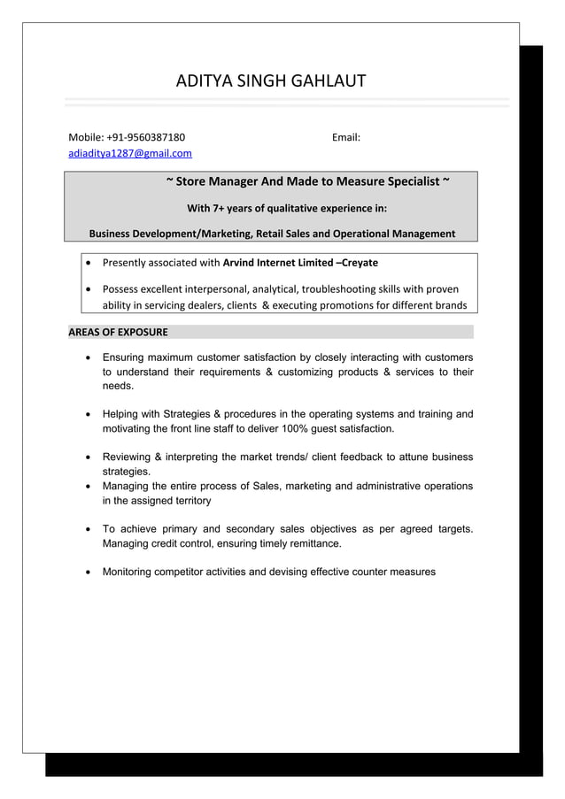 Aditya Resume Pdf 