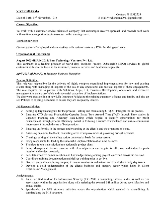 Vivek_Sharma_Profile_2016 | DOC | Business Administration | Business