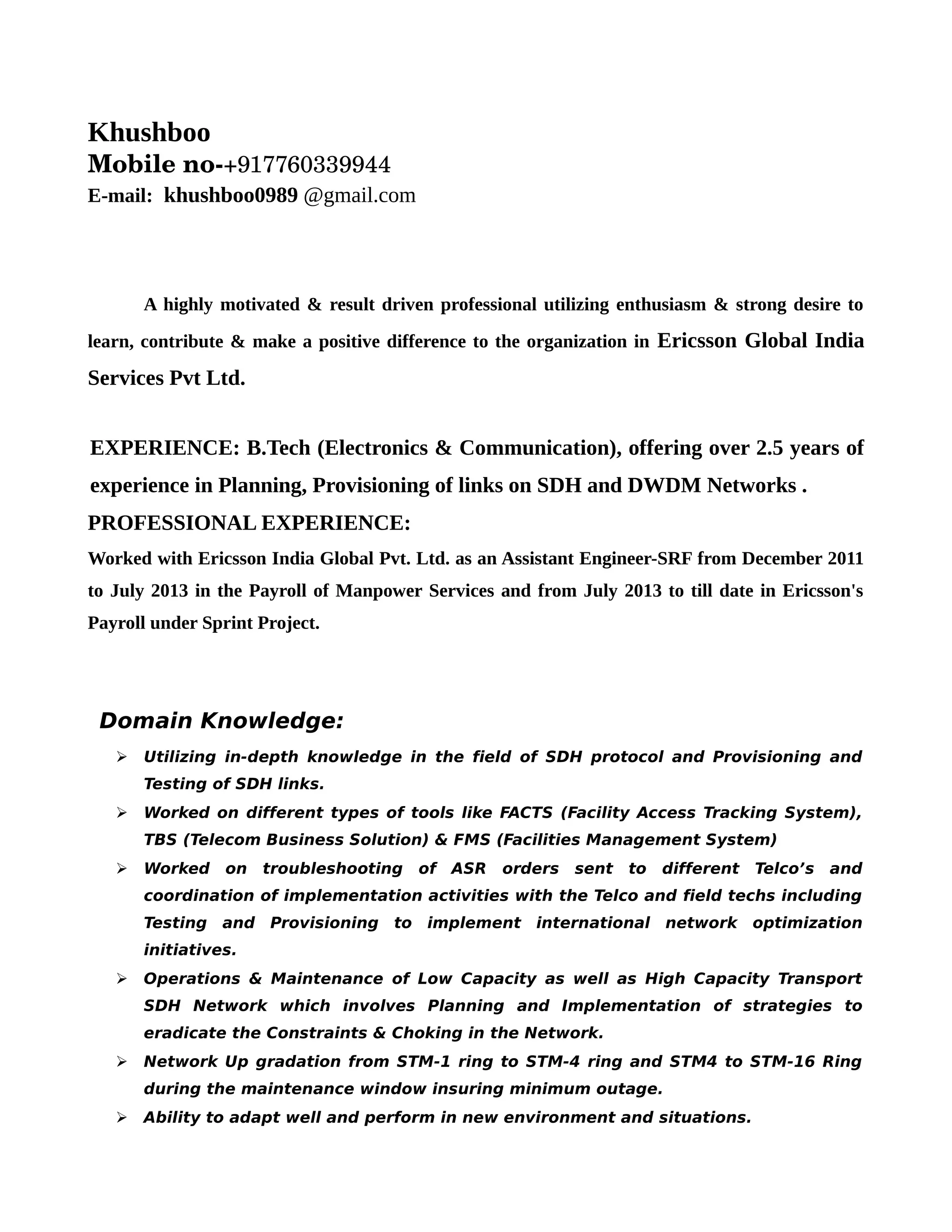 CV Exp khus nw | PDF