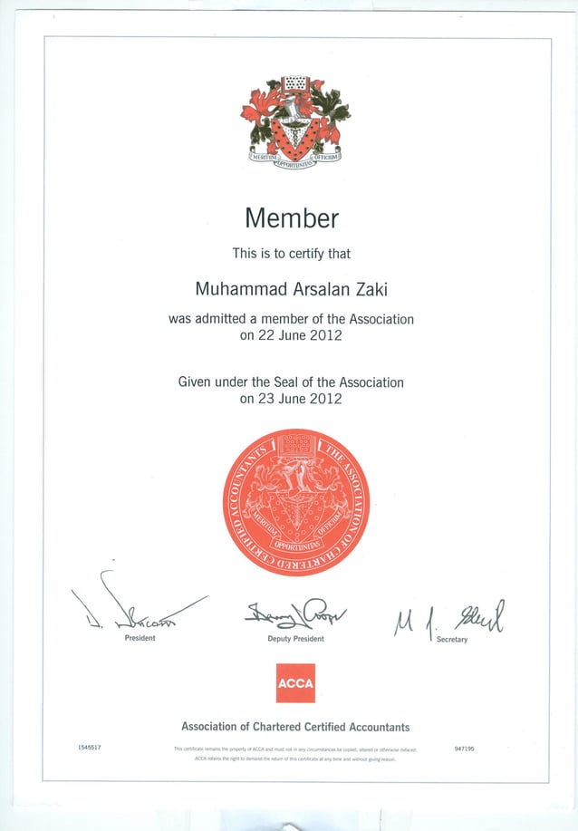 ACCA Membership Certificate | PDF