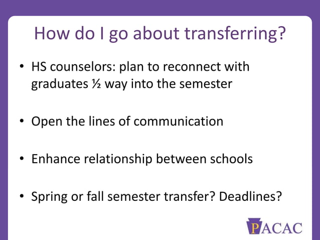 PACAC Counseling the Transfer Student | PPT