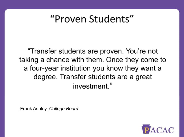 PACAC Counseling the Transfer Student | PPT