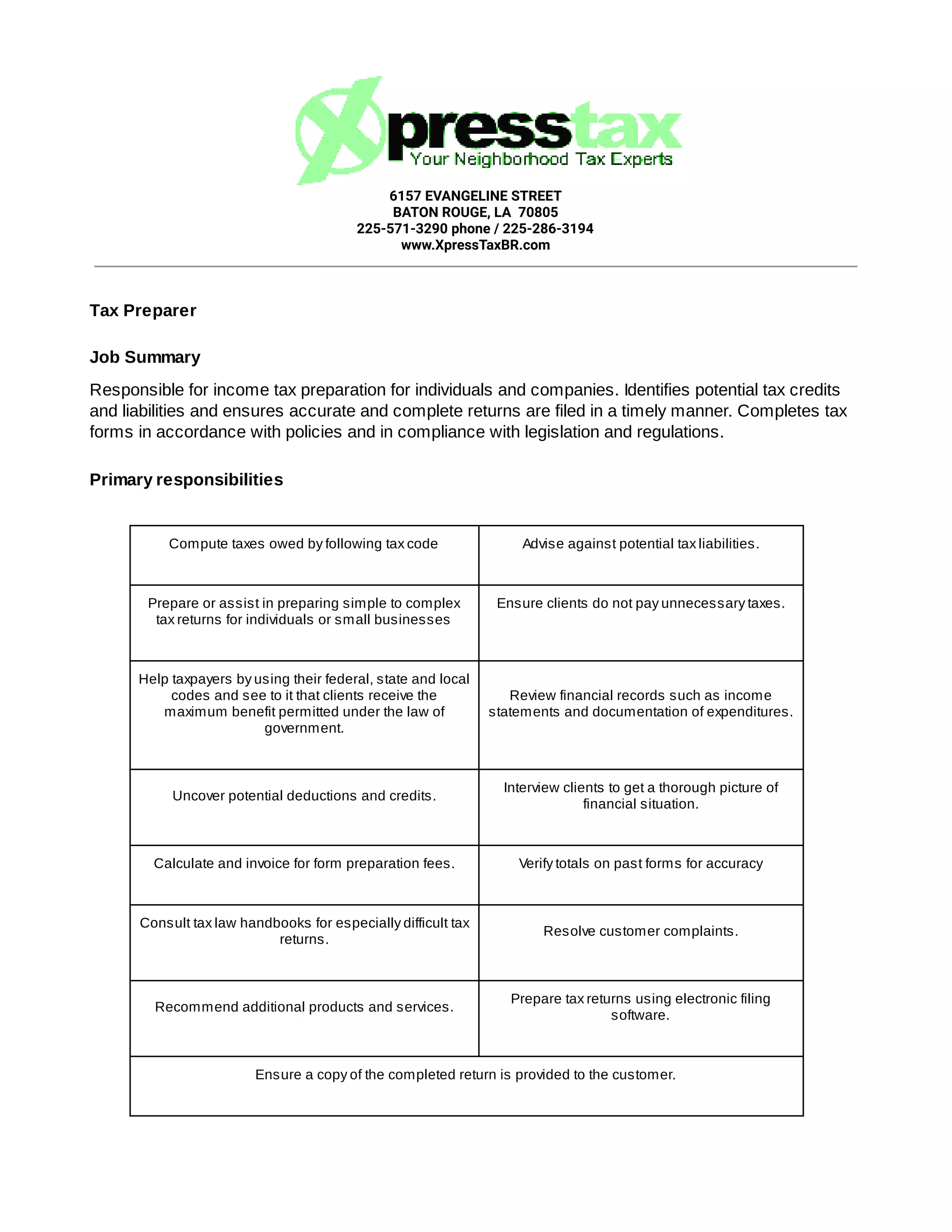 XPRESS JOB DESCRIPTION - Google Docs | PDF